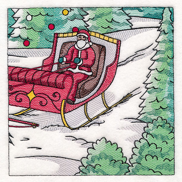 Horse Drawn Sleigh Christmas Scene Panel 6